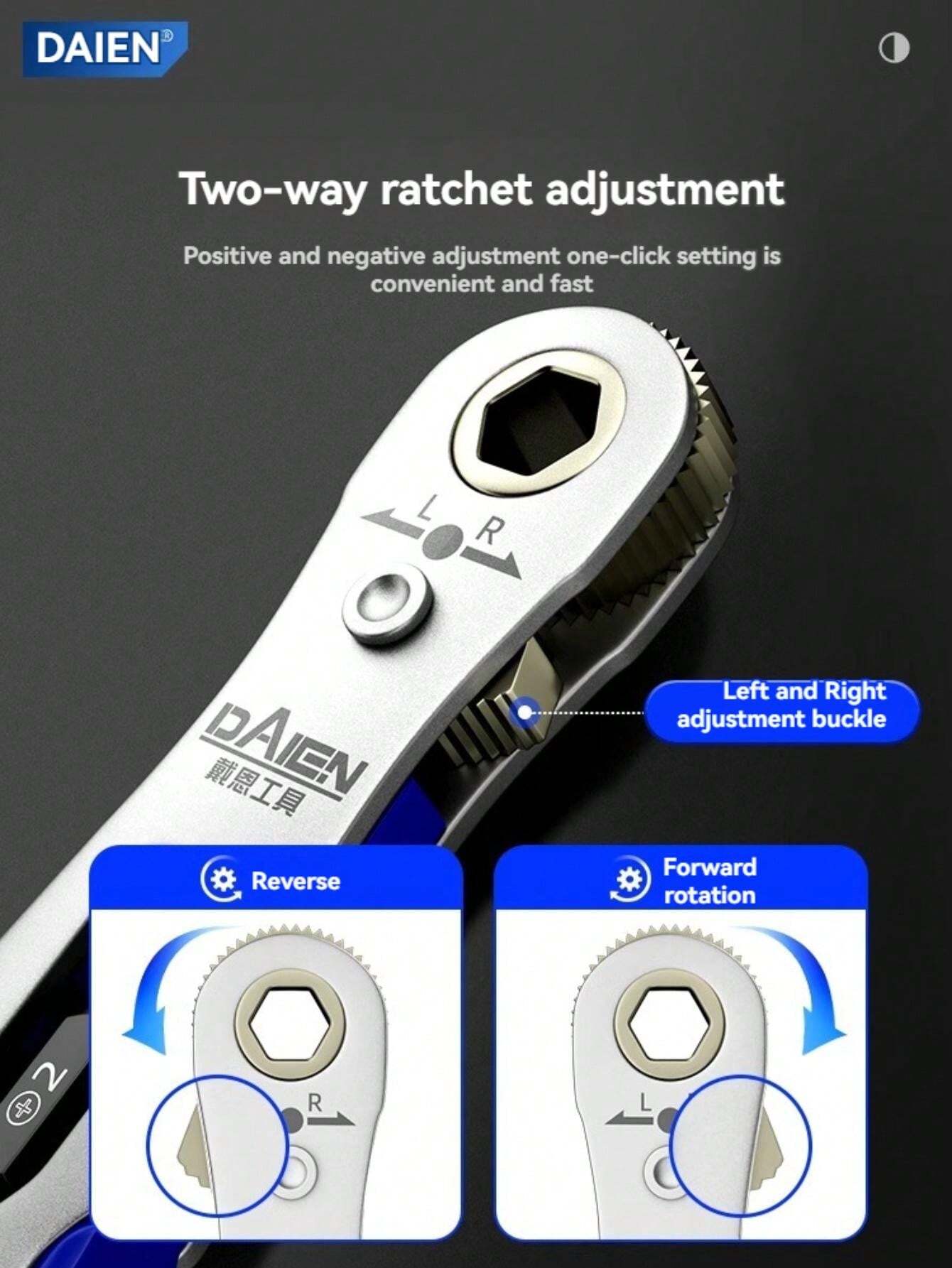 DAIEN ชุดไขควงแร็ตเช็ทพกพาขนาดกะทัดรัด, หัววงเดียวมุม 90 องศาเหมาะ ...