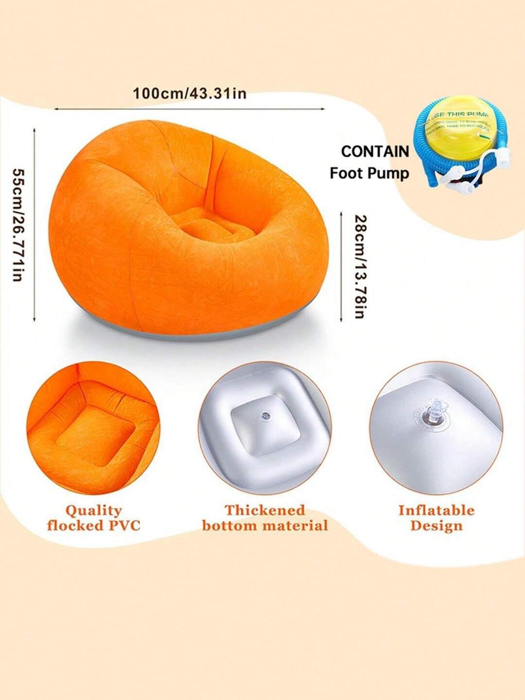 Inflatable Lounger, Portable Inflatable Couch Air Sofa, Blow Up ...