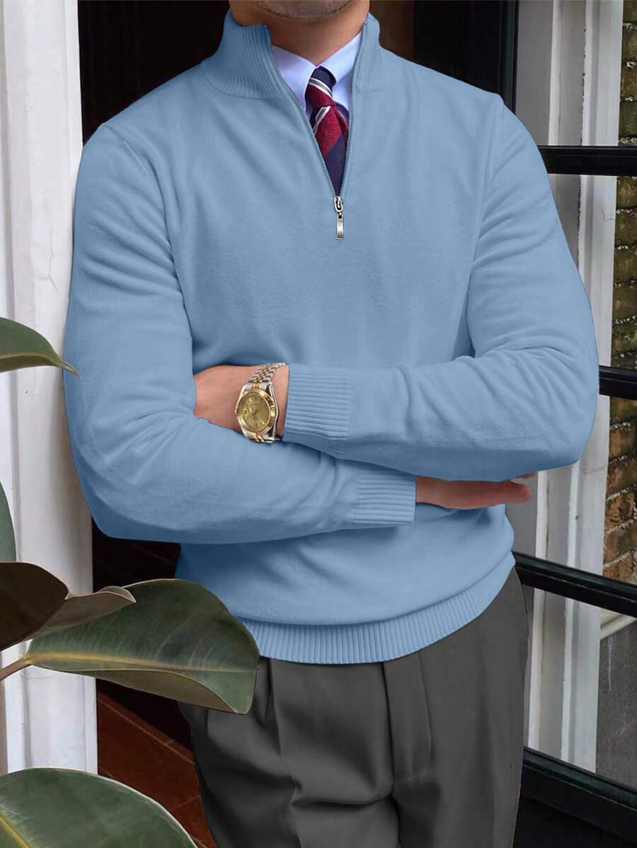 אופנת גברים בסגנון כסף ישן הולכת עם הכל סוודר סוודר צוואר צב | SHEIN IL