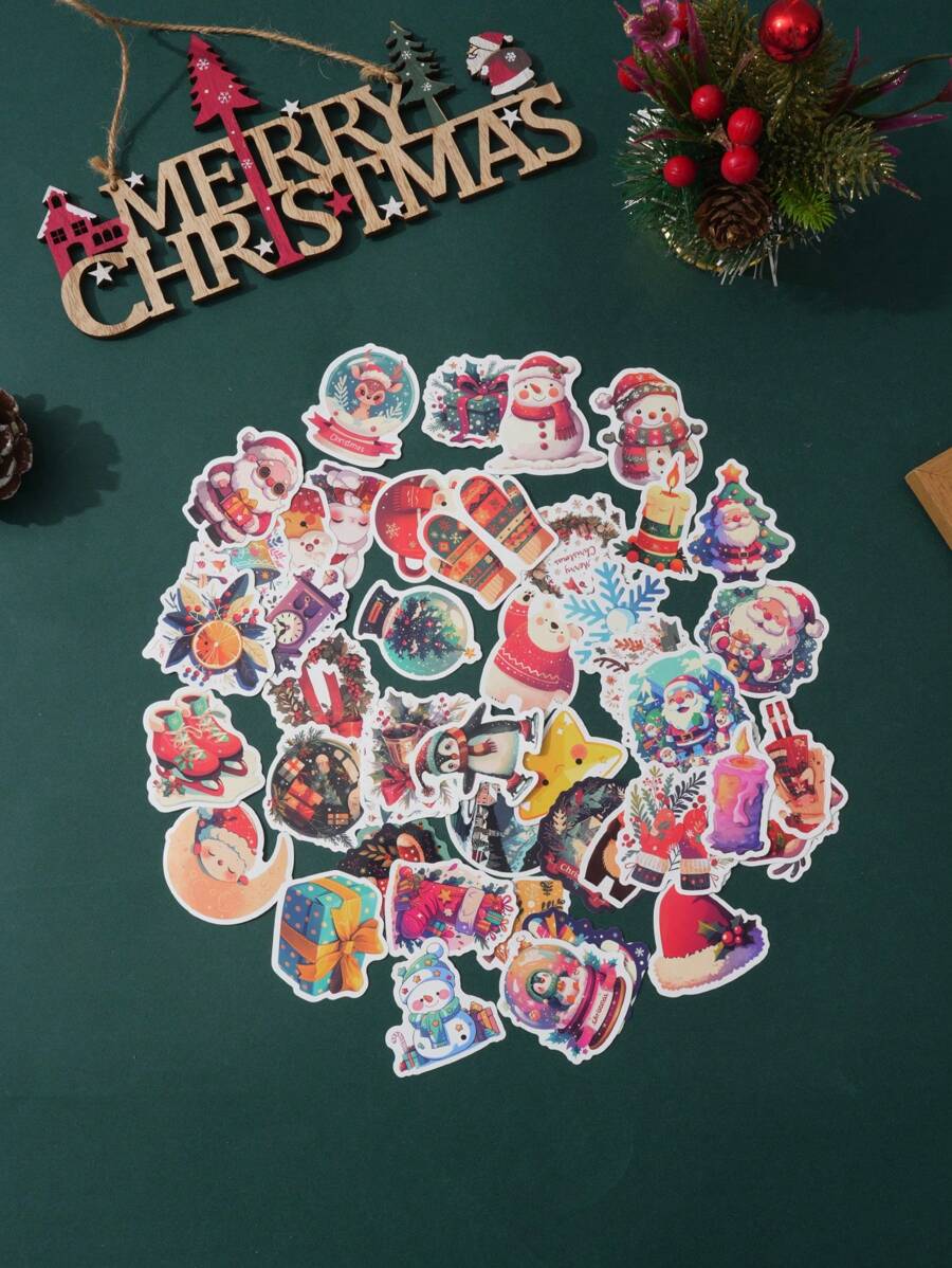 100pcs Christmas Theme Stickers - Lively Snowman, Tree And Holiday ...