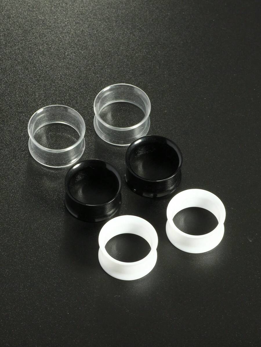 3 Pars Silicone Double Flare Ear Gauges Tunnels Mix 3 Color Clear Plug ...