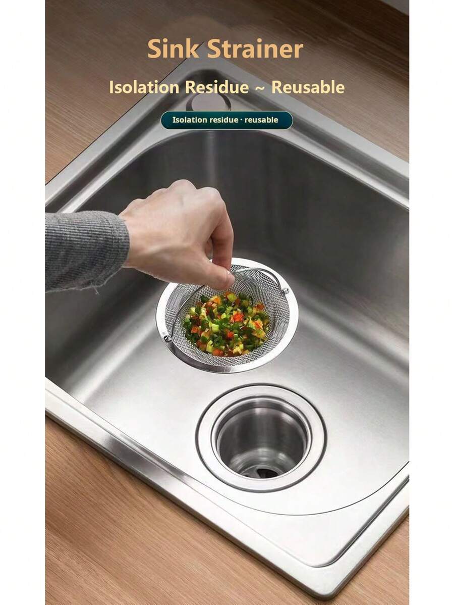 Kitchen Sink Drain Strainer Stainless Steel Basket Food Catcher With ...