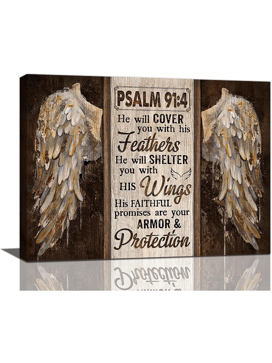 Wall Art Angel Wings Pictures Scriptures Wall Decor Bible Verse Canvas ...