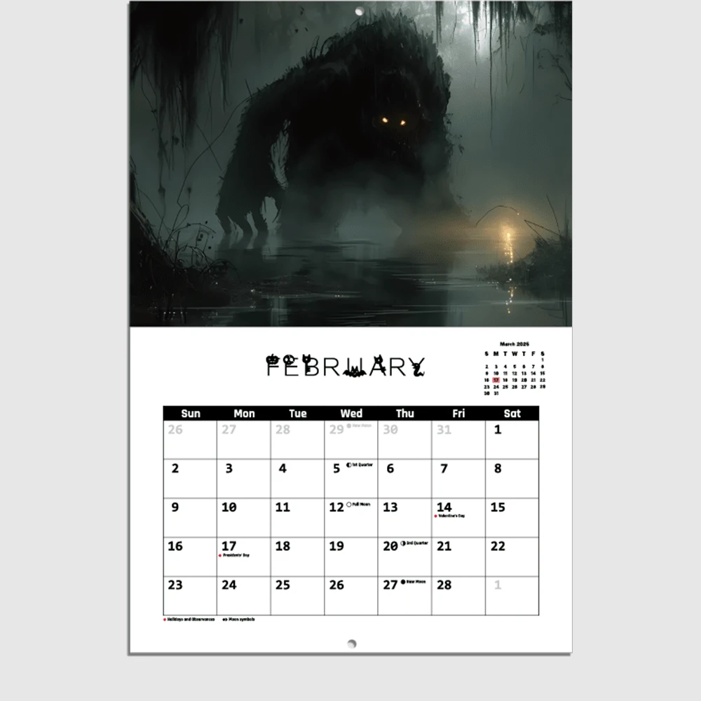 2025 Wall Calendar - 12 Months Spooky Monster Themed | SHEIN UK