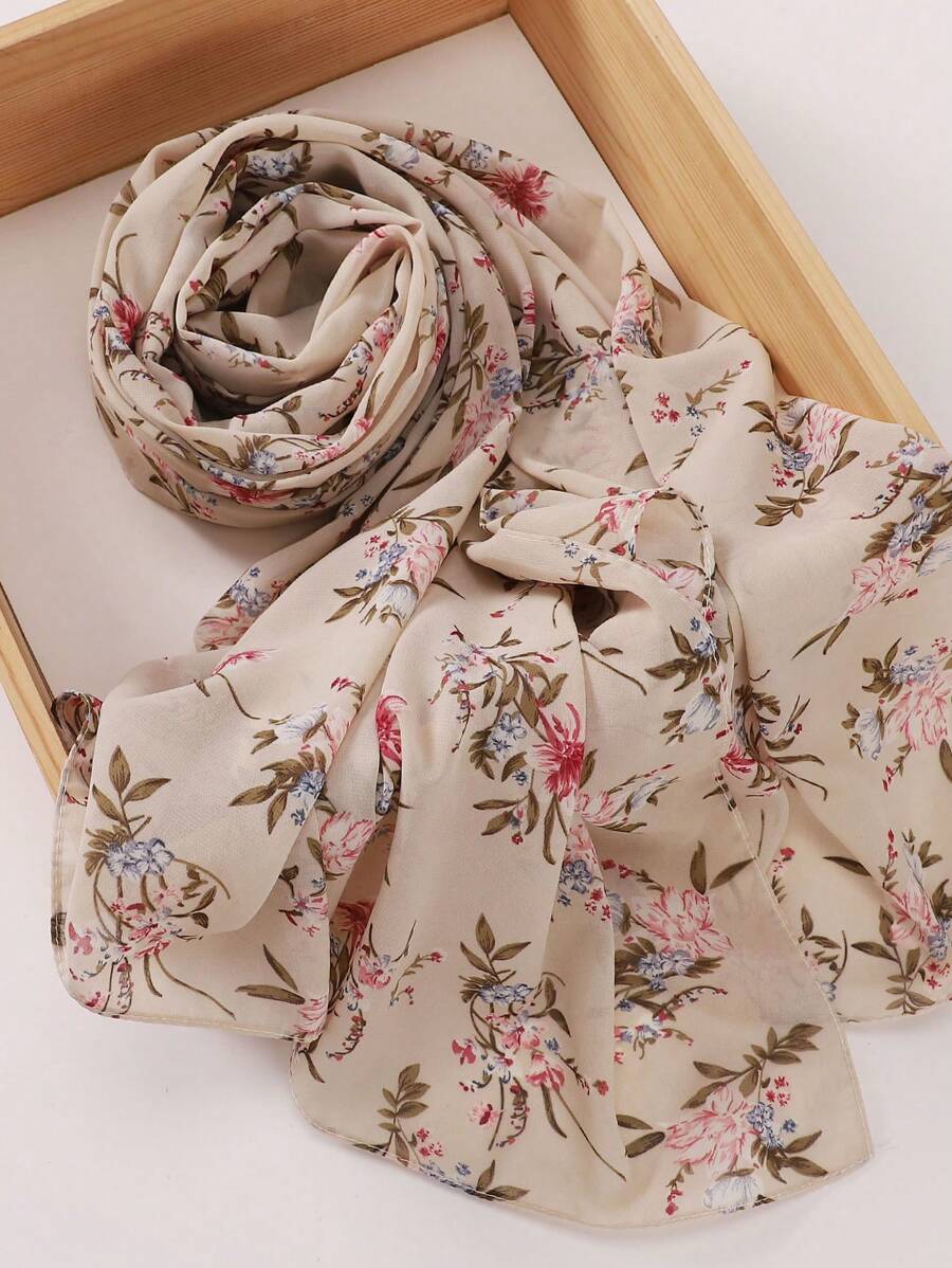 1pc Ditsy Floral Hijab,Women Chiffon Scarves , Flower Print Head Wrap ...