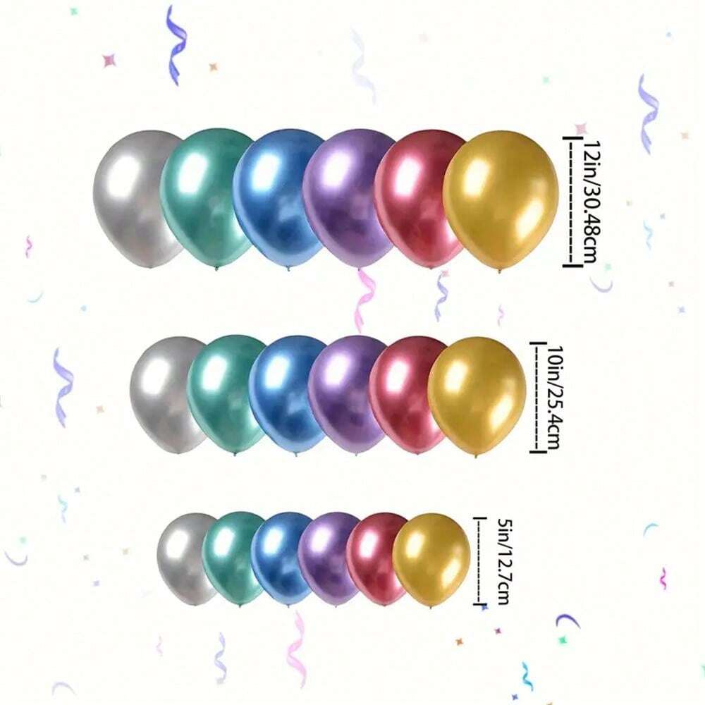 5/10/12 Inch Monochrome And Mixed Metal Colored Latex Balloons, Chrome ...