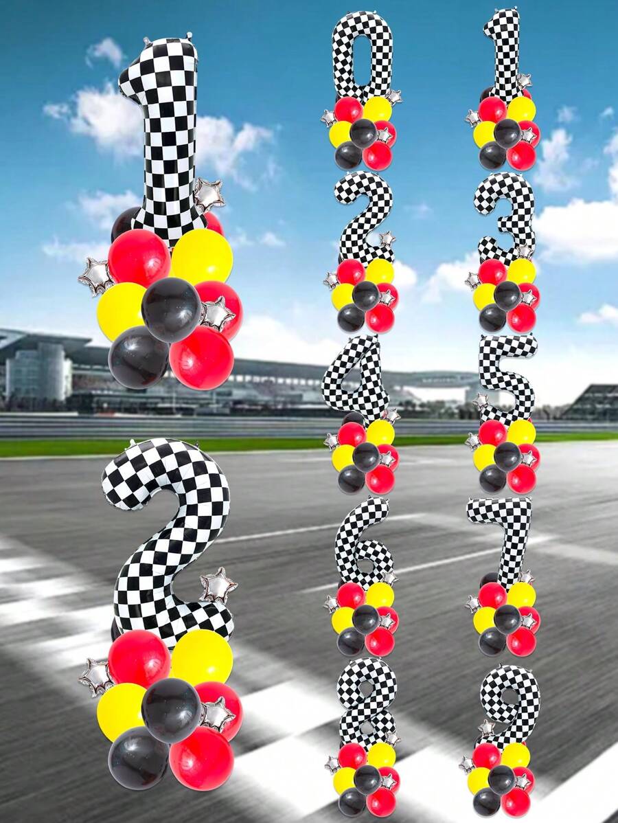 17pcs Giant Size 0-9 Number Balloons Set, 40" Black & White Numeric ...