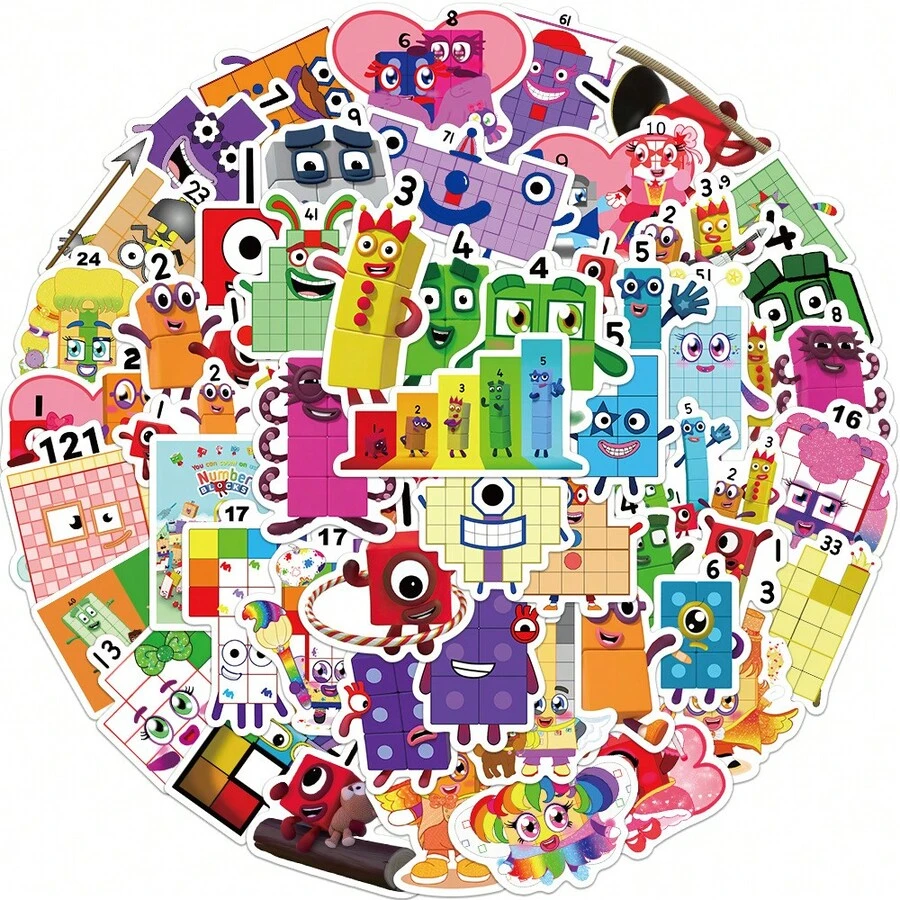 52Pcs Digital Building Blocks Stickers For Travel Car Motorcycle Water ...
