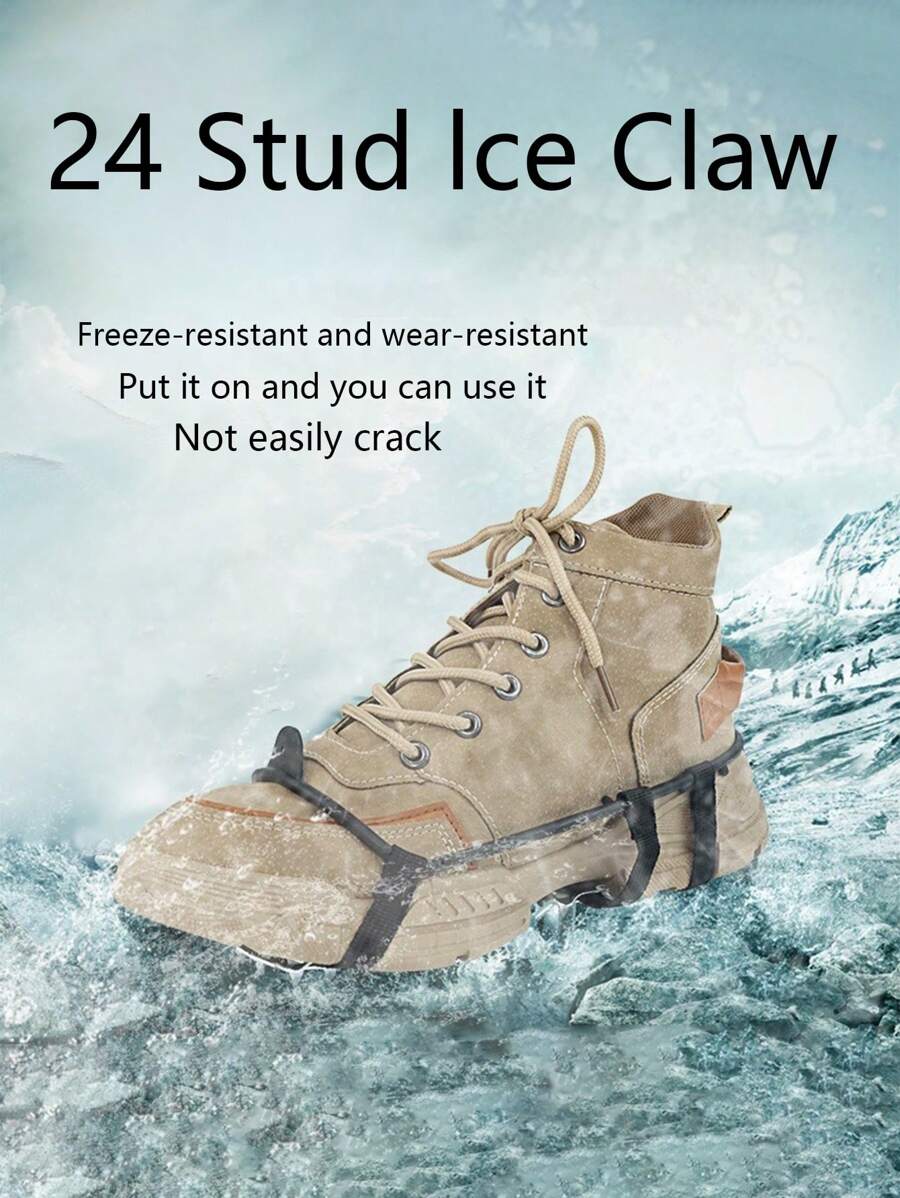 Outdoor 24-Tooth Reinforced Crampons Anti-Slip Shoe Covers Snow Claws ...