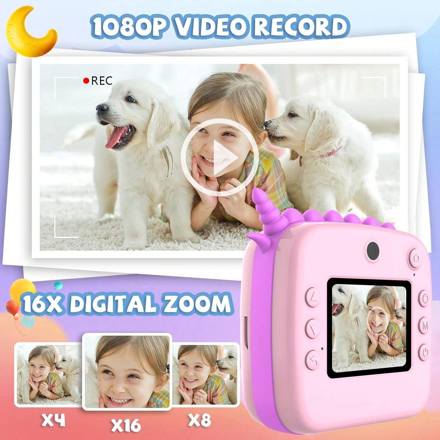 Kids Toy Camera, Toddler Camera Instant Print Toy, Multi-Functional ...