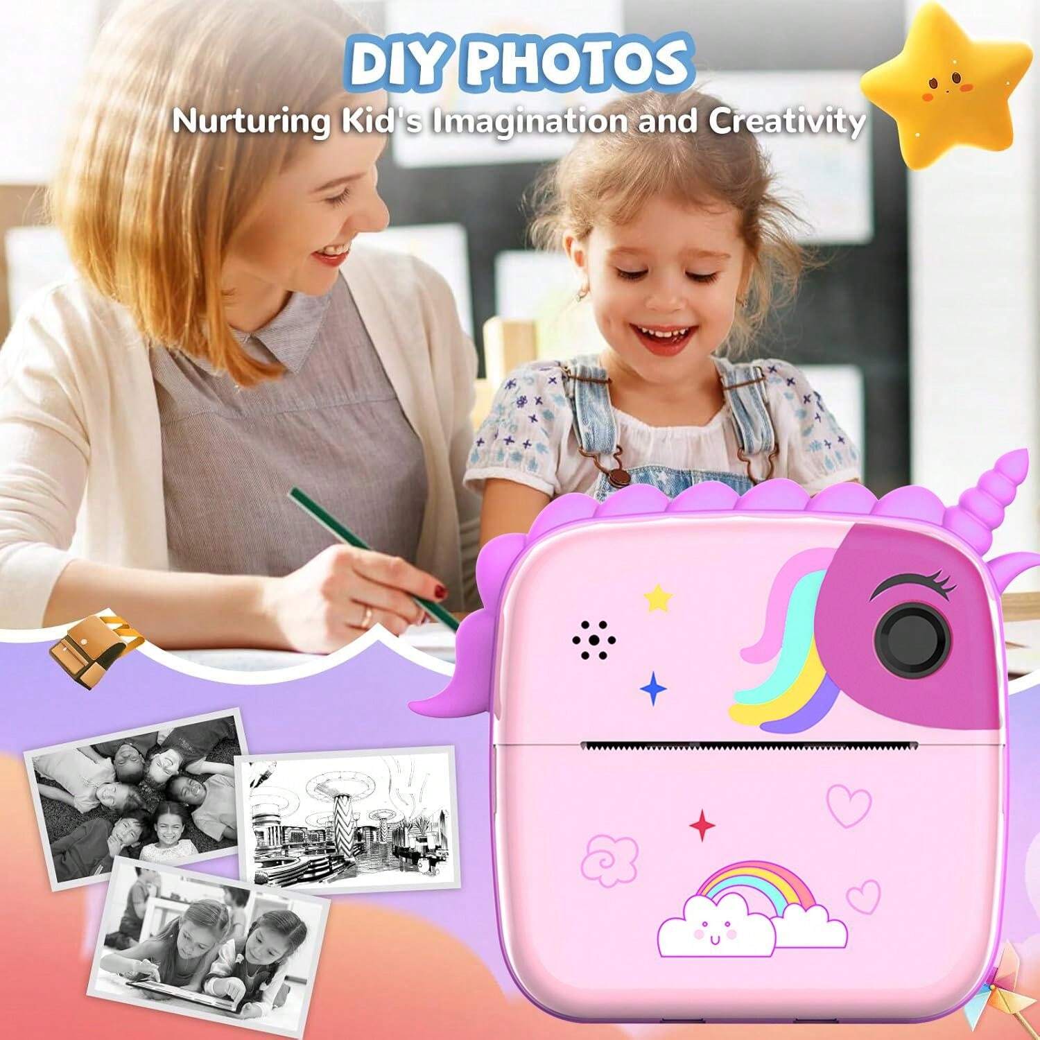 Kids Toy Camera, Toddler Camera Instant Print Toy, Multi-Functional ...