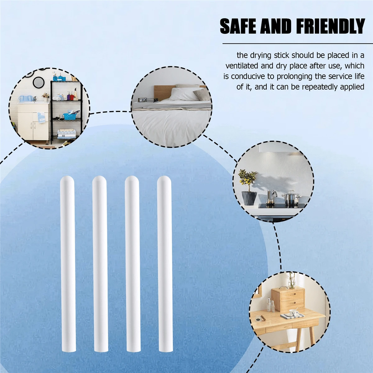4Pc Drying Rod Stick Diatomite Moisture Absorbing Clean Water ...