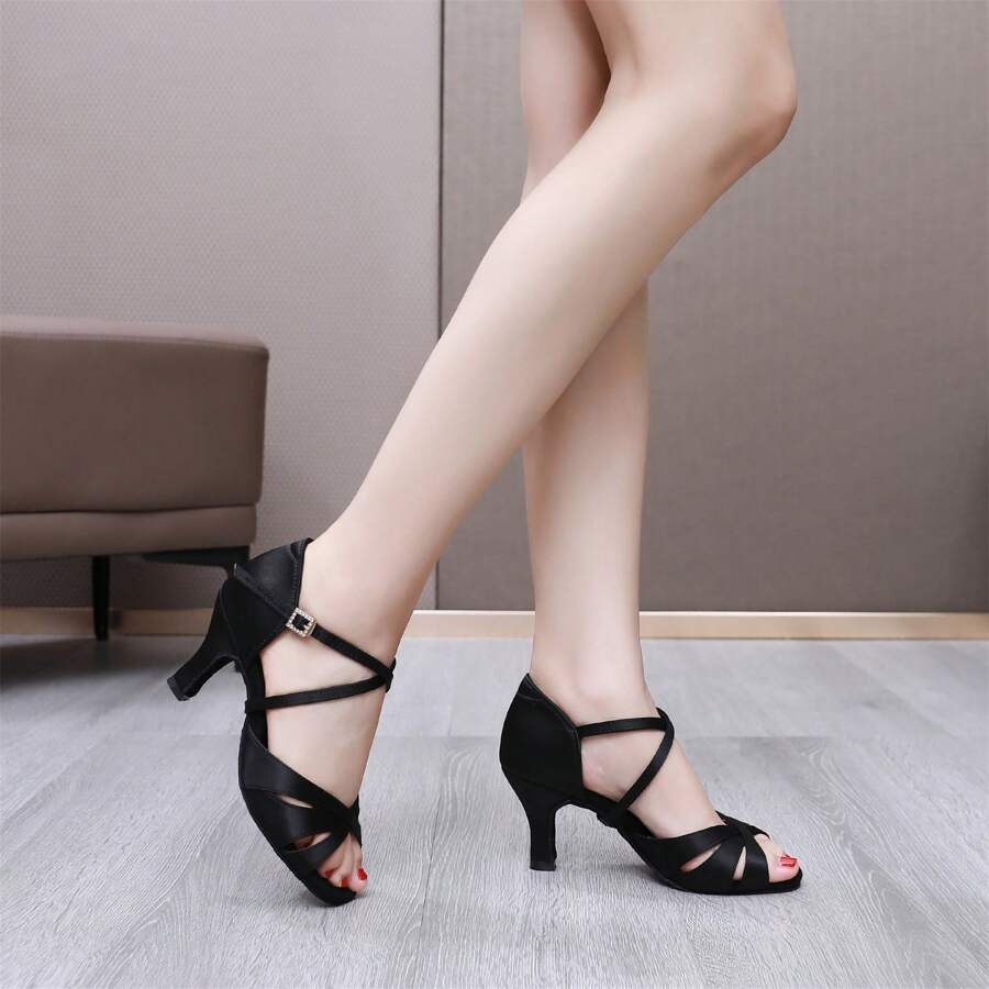 Latin Dance Shoes For Women Satin Ballroom Salsa Practice Performance ...