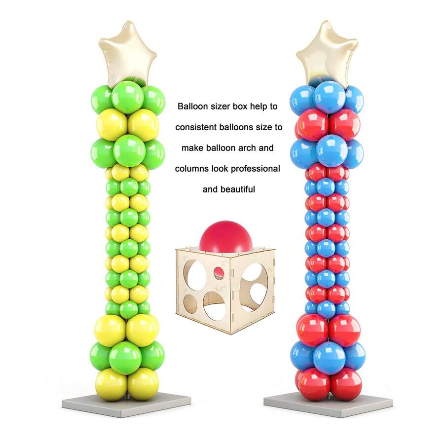 1pc 2-10 Inch Collapsible Wood Balloon Sizer Box Cube, Balloon Size ...