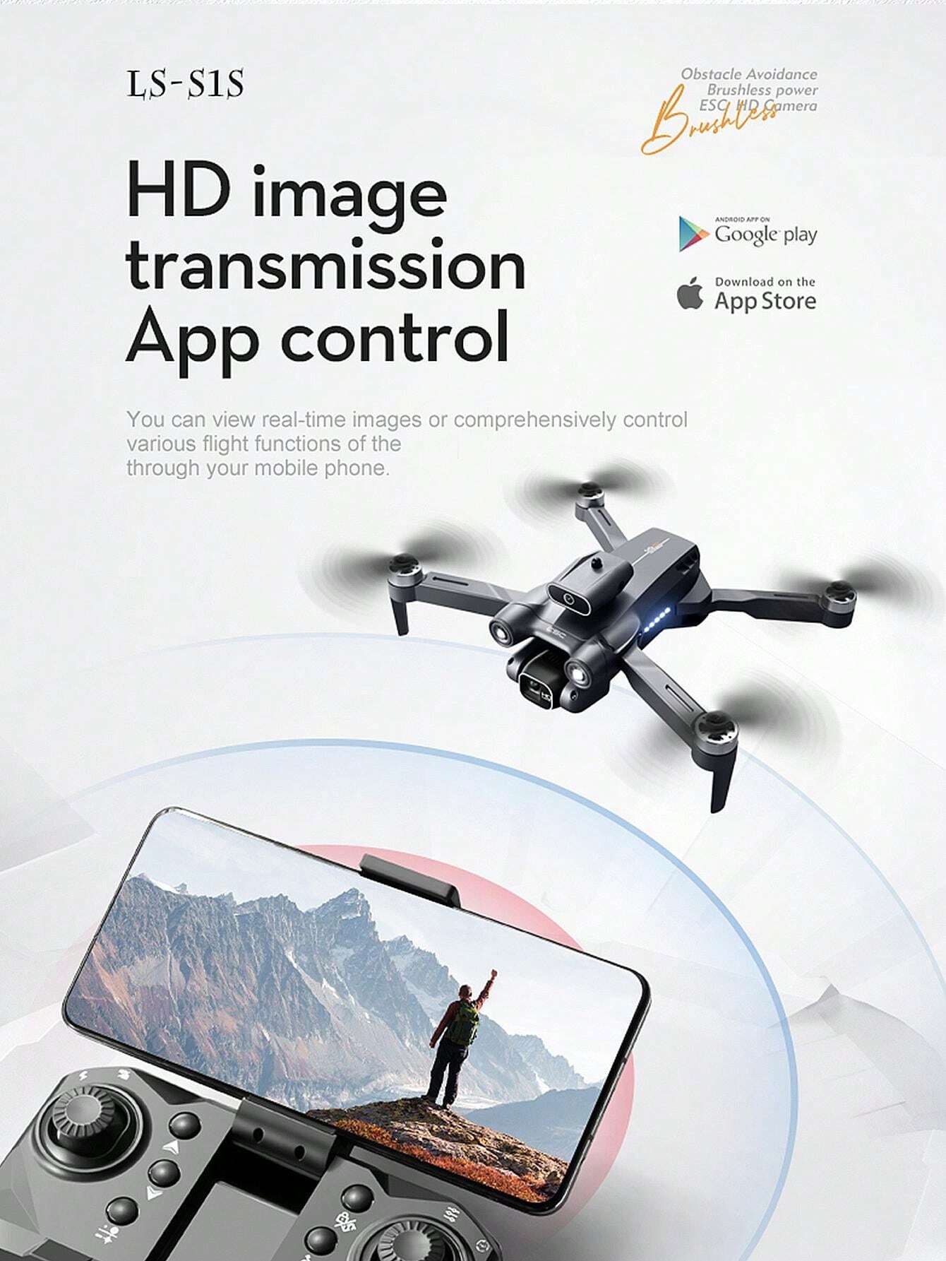New Model LS-S1S Foldable Remote Control Drone. Upgraded Brushless Motor, Optical Flow Hovering ...