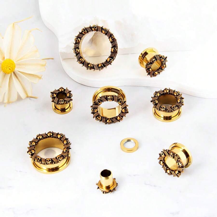 SURGICAL STEEL/GOLDEN COPPER EXPANDER, HOLLOW SKULL | Mode en ligne ...
