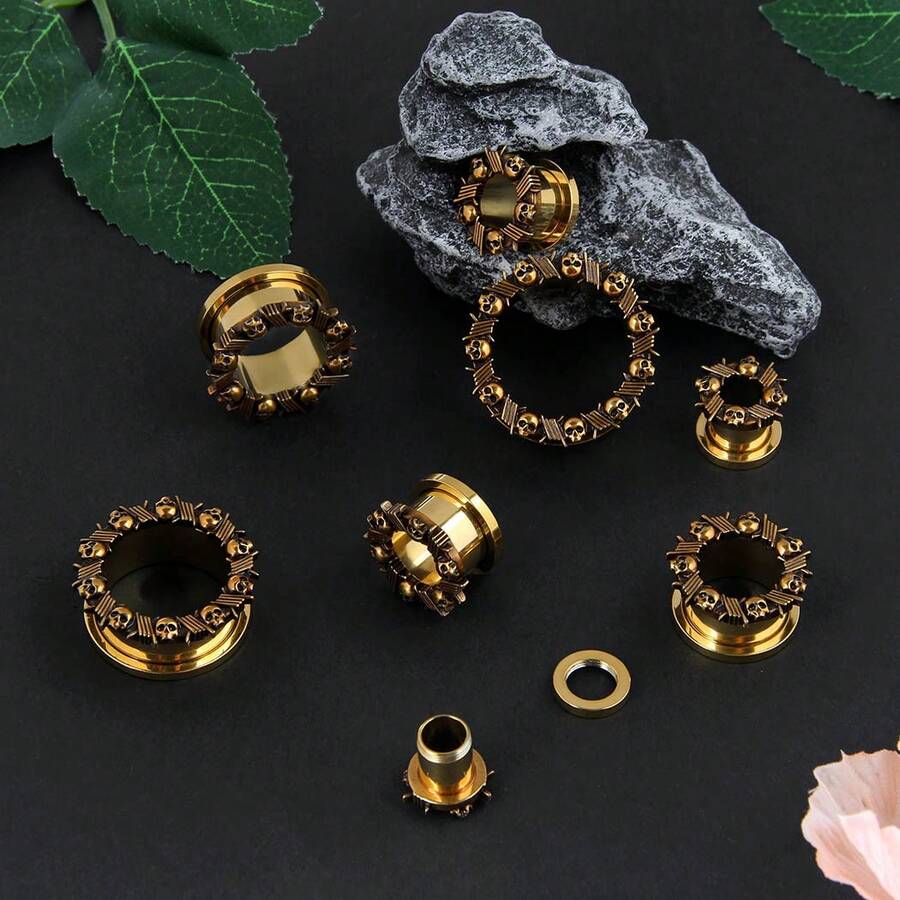 SURGICAL STEEL/GOLDEN COPPER EXPANDER, HOLLOW SKULL | SHEIN UK