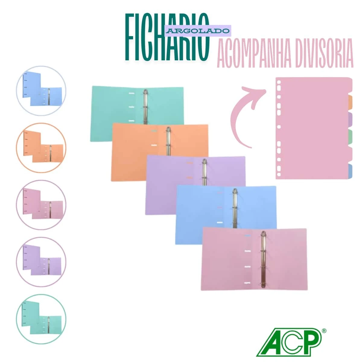 Ring Binder Notebook With 6 Dividers A4 Pastel Colors University ACP ...