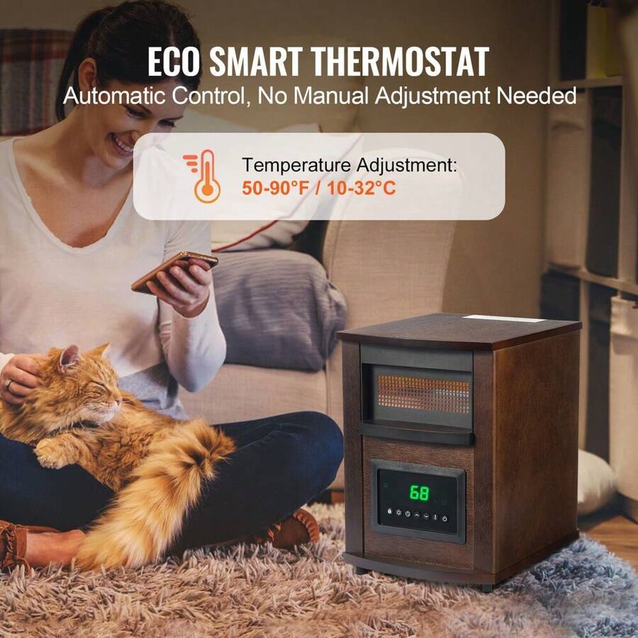 Red Heater 1500W Electric Space Heater Remote Control 3 Speeds MDF ...