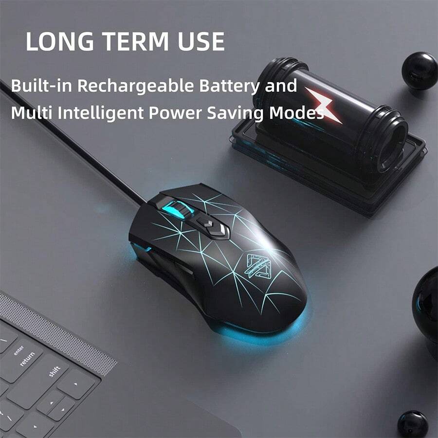 Mouse da gioco USB ergonomico AJ52Pro retroilluminato a LED con tre ...