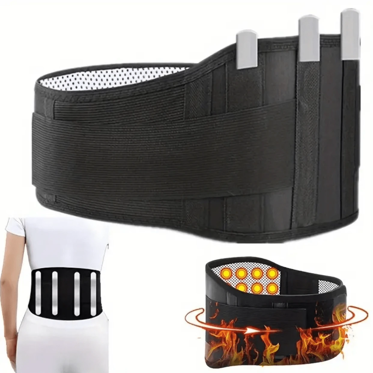 1pc Adjustable Magnetic Self-Heating Lumbar Belt, Back Lumbar Support ...
