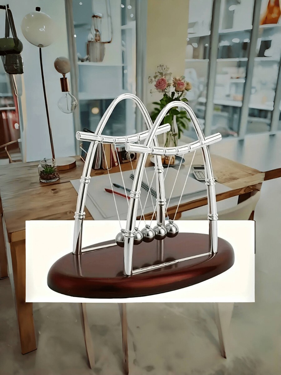 1pc Newton's Cradle Balance Ornament - Stainless Steel And Plastic ...