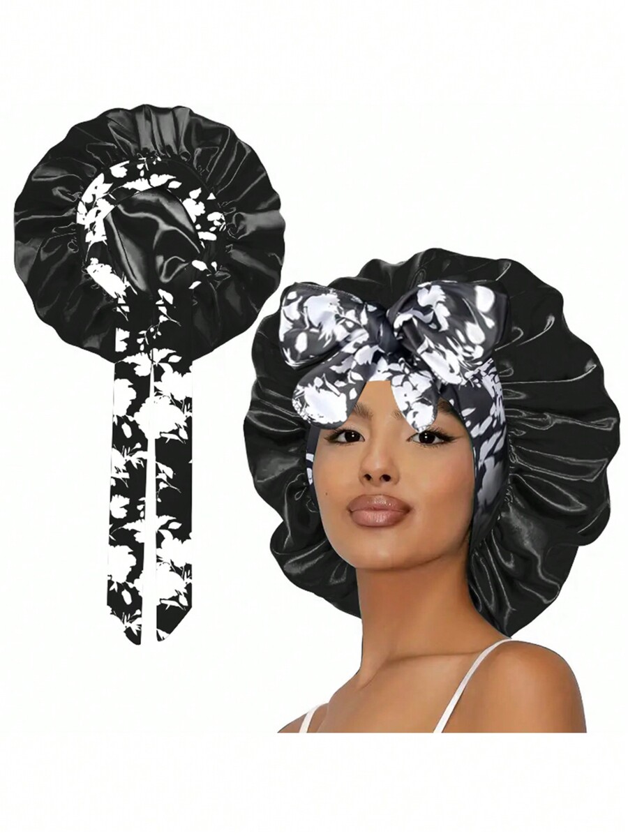 1pc Women Elastic Silky Satin Sleeping Cap/Makeup Cap/Daily Use Hair ...