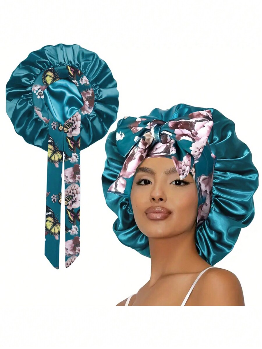 1pc Women Elastic Silky Satin Sleeping Cap/Makeup Cap/Daily Use Hair ...