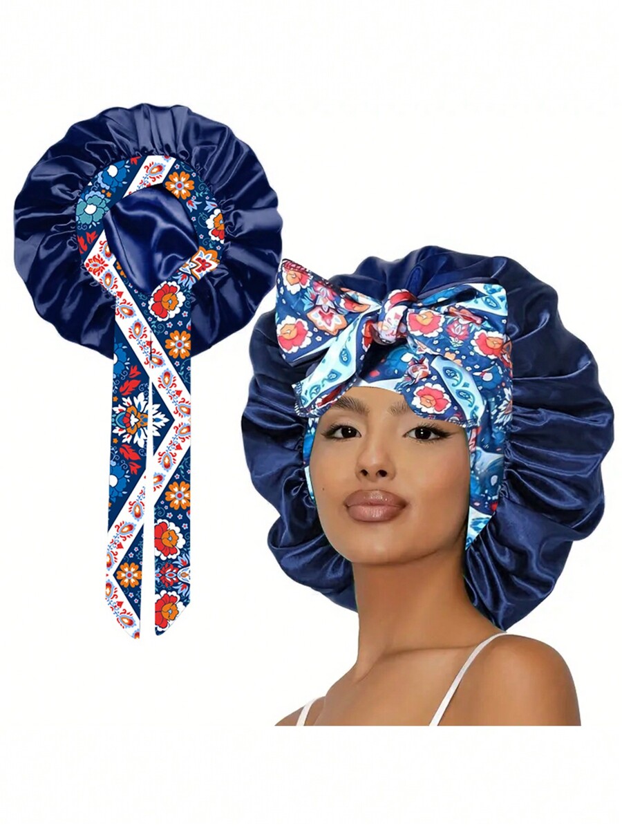 1pc Women Elastic Silky Satin Sleeping Cap/Makeup Cap/Daily Use Hair ...