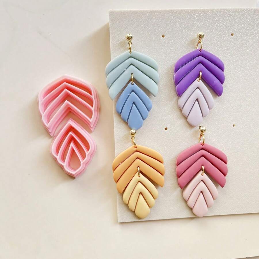 2PCS Creative Leaf Earring Polymer Clay Cutters Plant Leaves Design ...