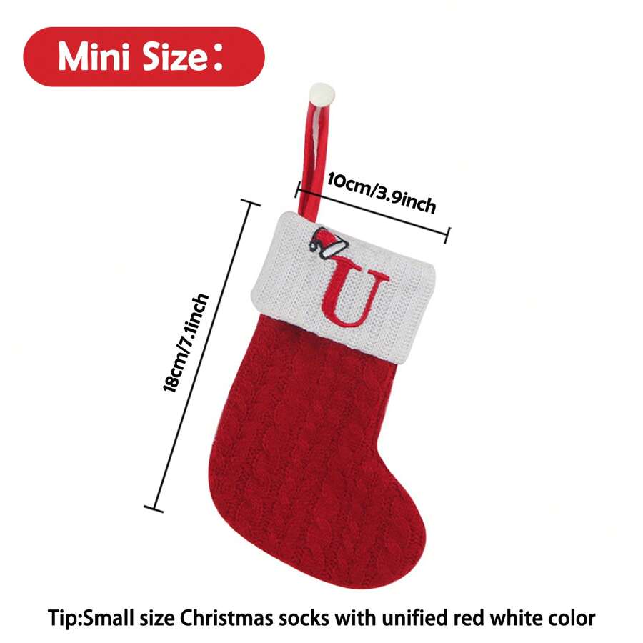 1PC Initial Stockings, 18'' Large Embroidered Monogram Knit Stocking ...
