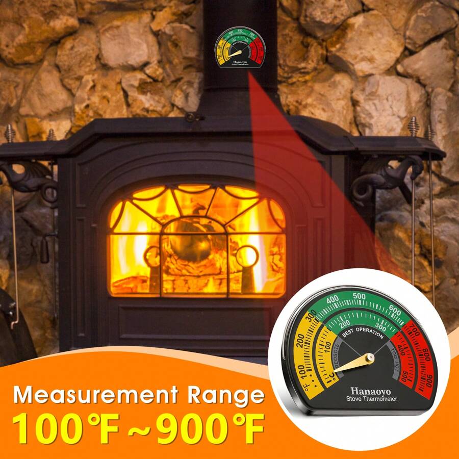 Wood Stove Thermometer Magnetic Stove Pipe Thermometer With Large Dial ...