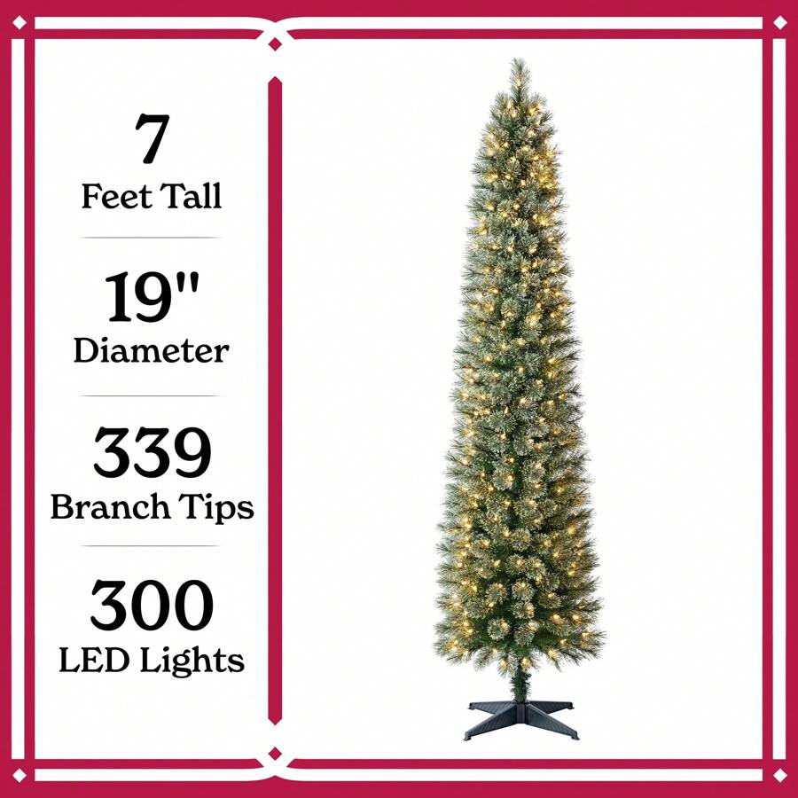 7 Ft Pre-Lit Shelton Cashmere Pencil Fir Artificial Christmas Tree With ...