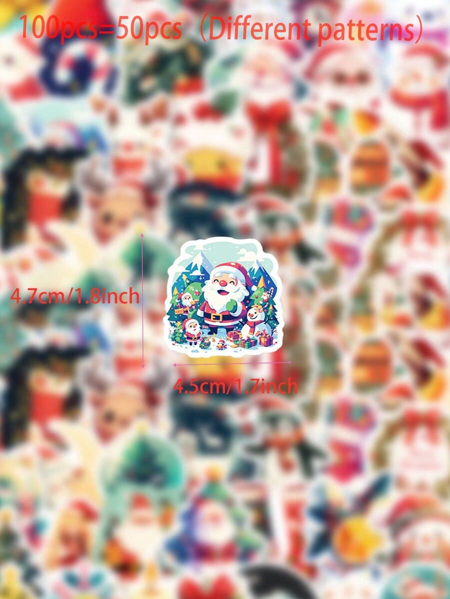 100pcs Christmas Theme Stickers - Lively Snowman, Tree And Holiday ...