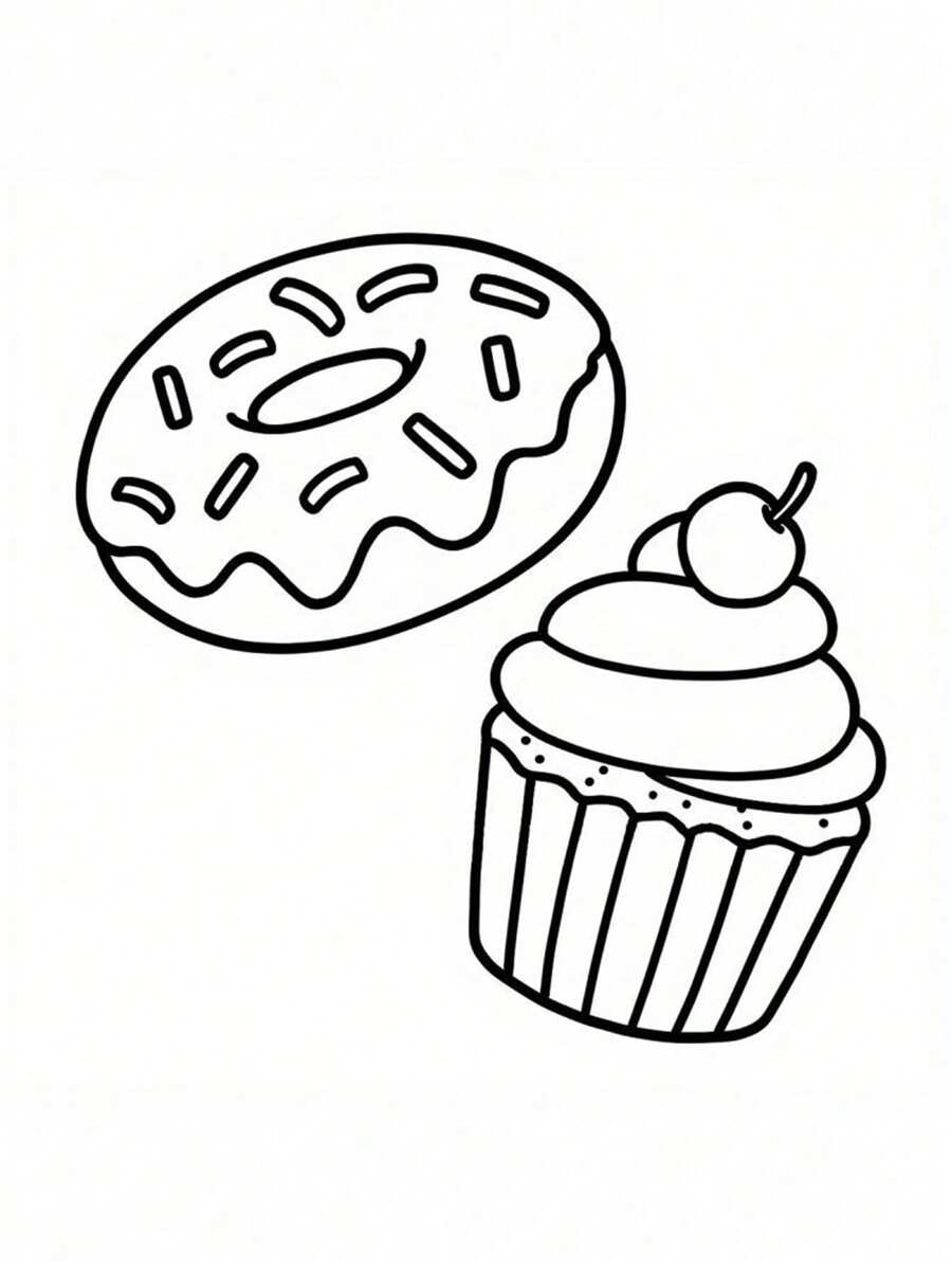 1PC Food Drink & Sweets: Coloring Book For Adults And Kids, Bold And ...