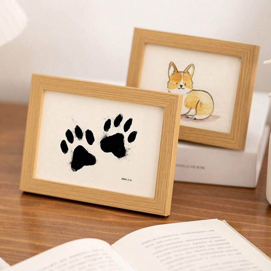 Wooden Picture Frame, Pet Paw Print Frame, Cat Dog Pet Gift, Baby ...