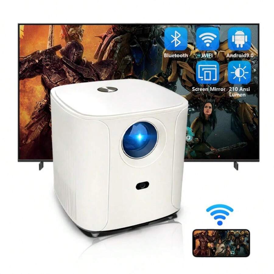Hy300 Wifi HD Projector 200ansi Android 11.0 Smart Br, Dark Gray, 110V ...