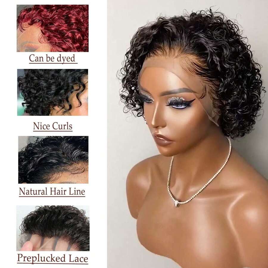 Short Curly Lace Front Wigs Human Hair 13X1 Pixie Cut Short Curly Human ... Short Curly Lace Front Wigs Human Hair 13X1 Pixie Cut Short Curly Human ...