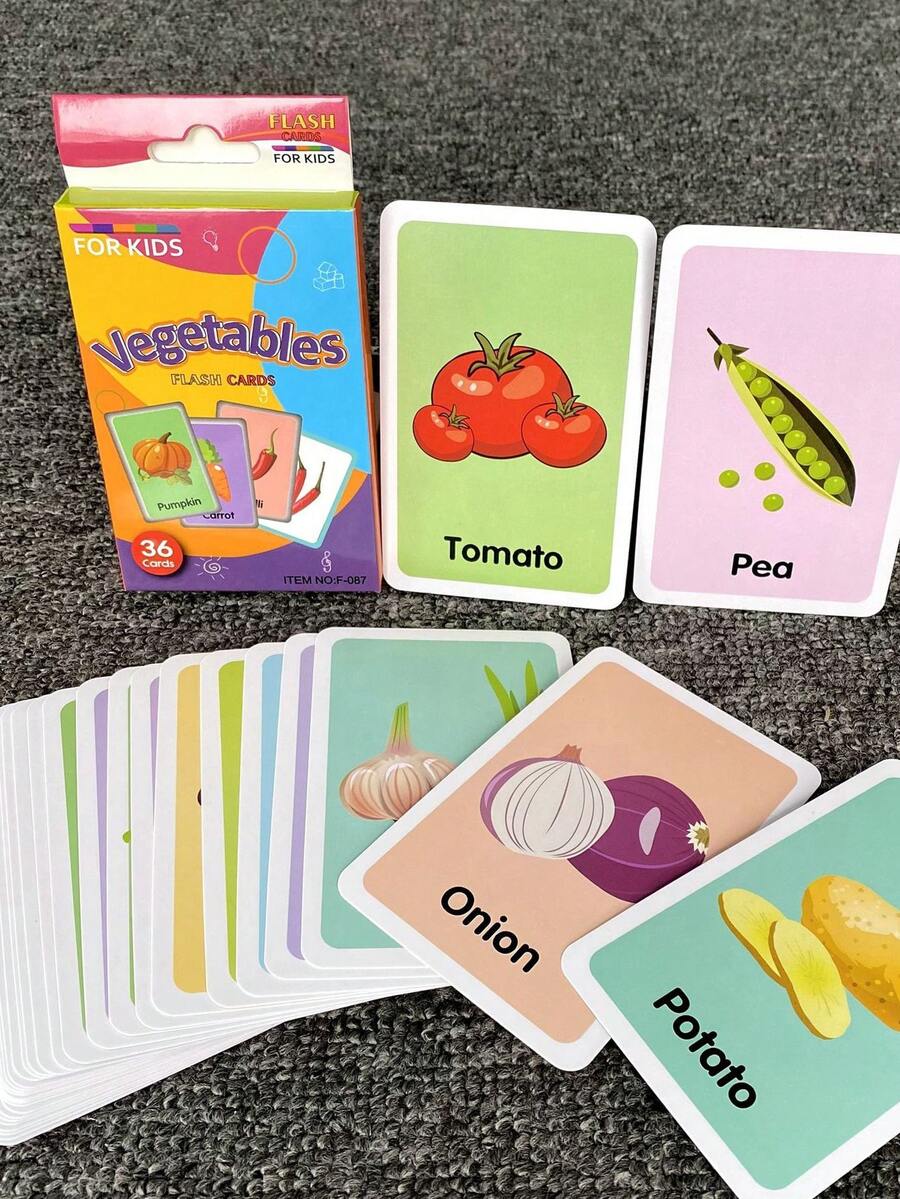 36pcs Colorful Visual Learning Cards For English Word Recognition ...