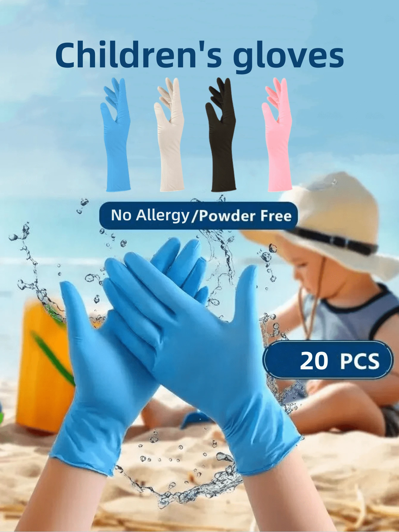 20 piezas de guantes de nitrilo para niños de 3 a 15 años, guantes ...