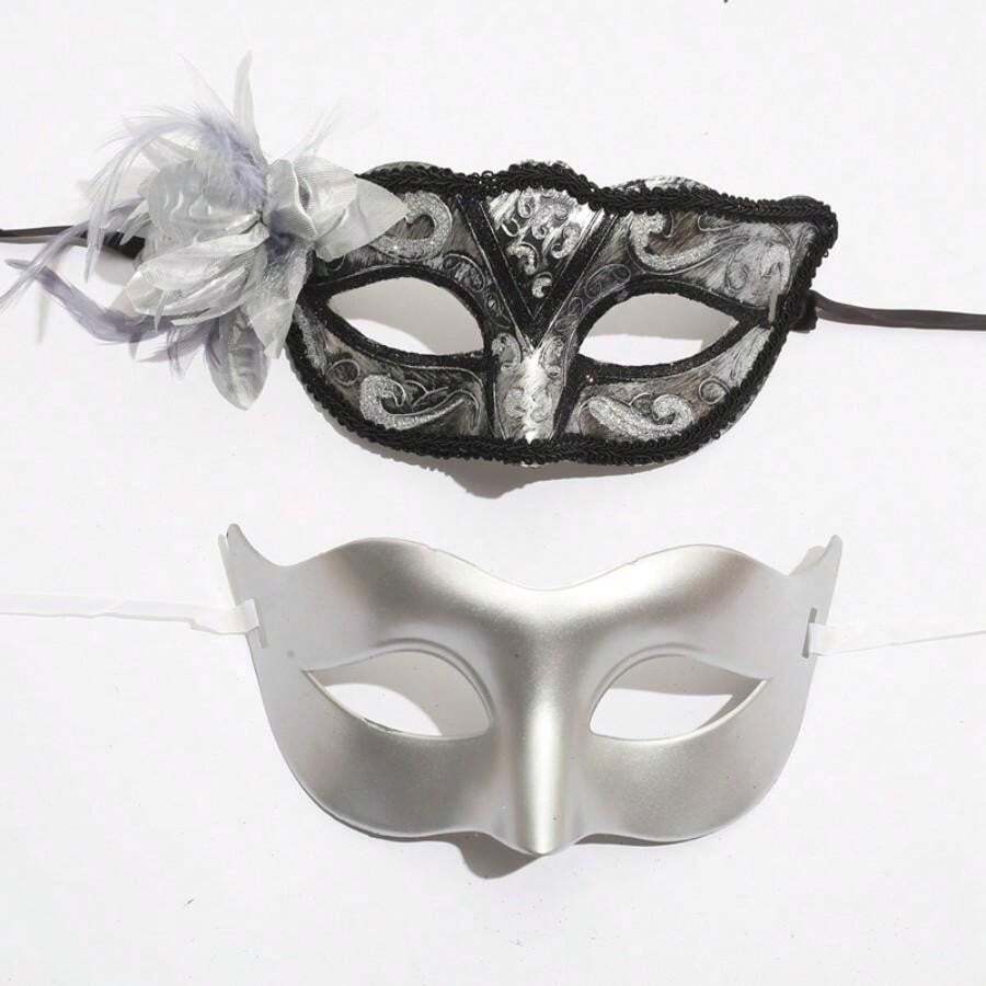 2pcs/Set Masquerade Mask, Half Face Carnival Masks For Couples ...