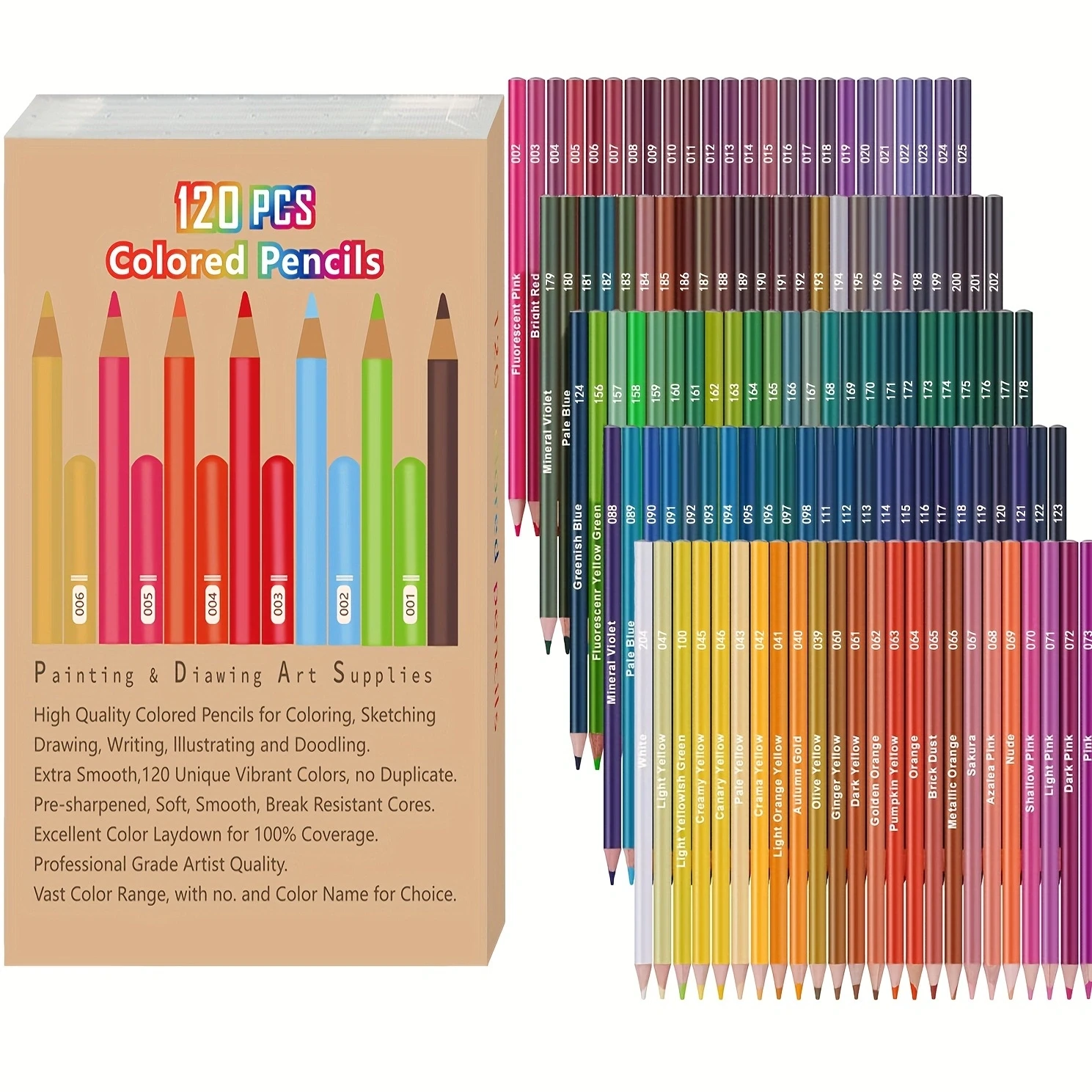 120 Count Colored Pencils For Adult Coloring Books, Soft Core Assorted ...