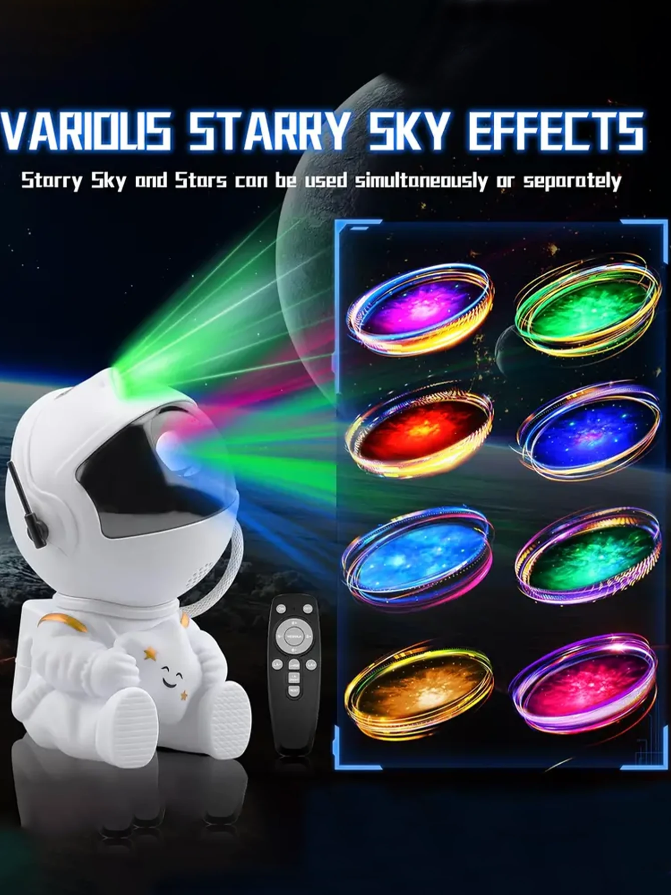 Astronaut Galaxy Projector Night Light - LED Space-Themed USB Table ...
