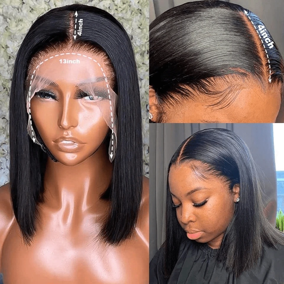 CUEKI Short BOB Wig T Part Side Part Bob Wigs Lace Frontal Cuticle ...
