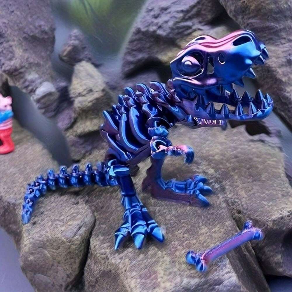 3D Printed T-Rex Skeleton Figurine - Articulated, Movable Joints ...