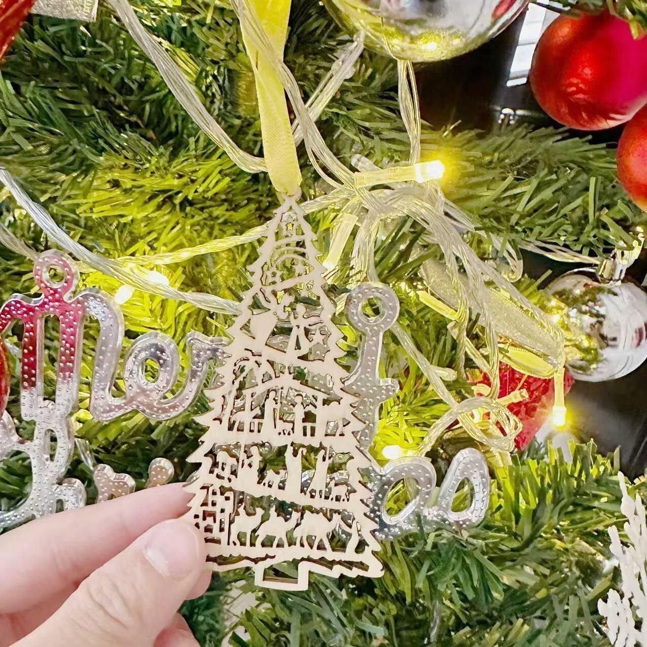 1pc Nativity Scene Christmas Tree Ornament - Laser-Cut Wooden ...