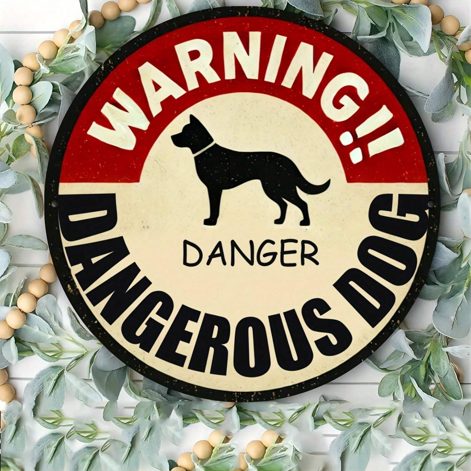 Señal de advertencia de hierro para dueños de perros - "Peligro Perros ...