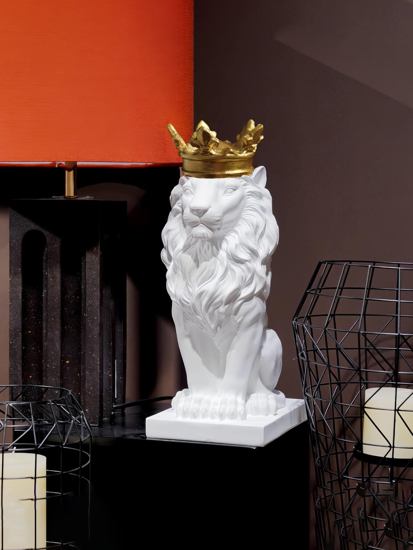 1pc Gold/White/Black Lion King Statue, Family Lion Collection, Living ...