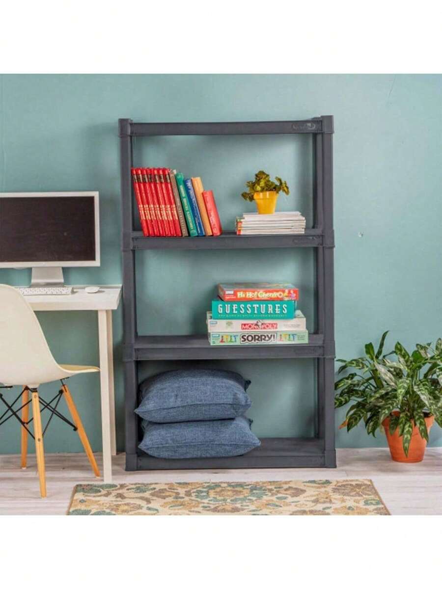 4 Shelf Unit, Heavy Duty And Easy To Assemble Plastic Storage Unit ...