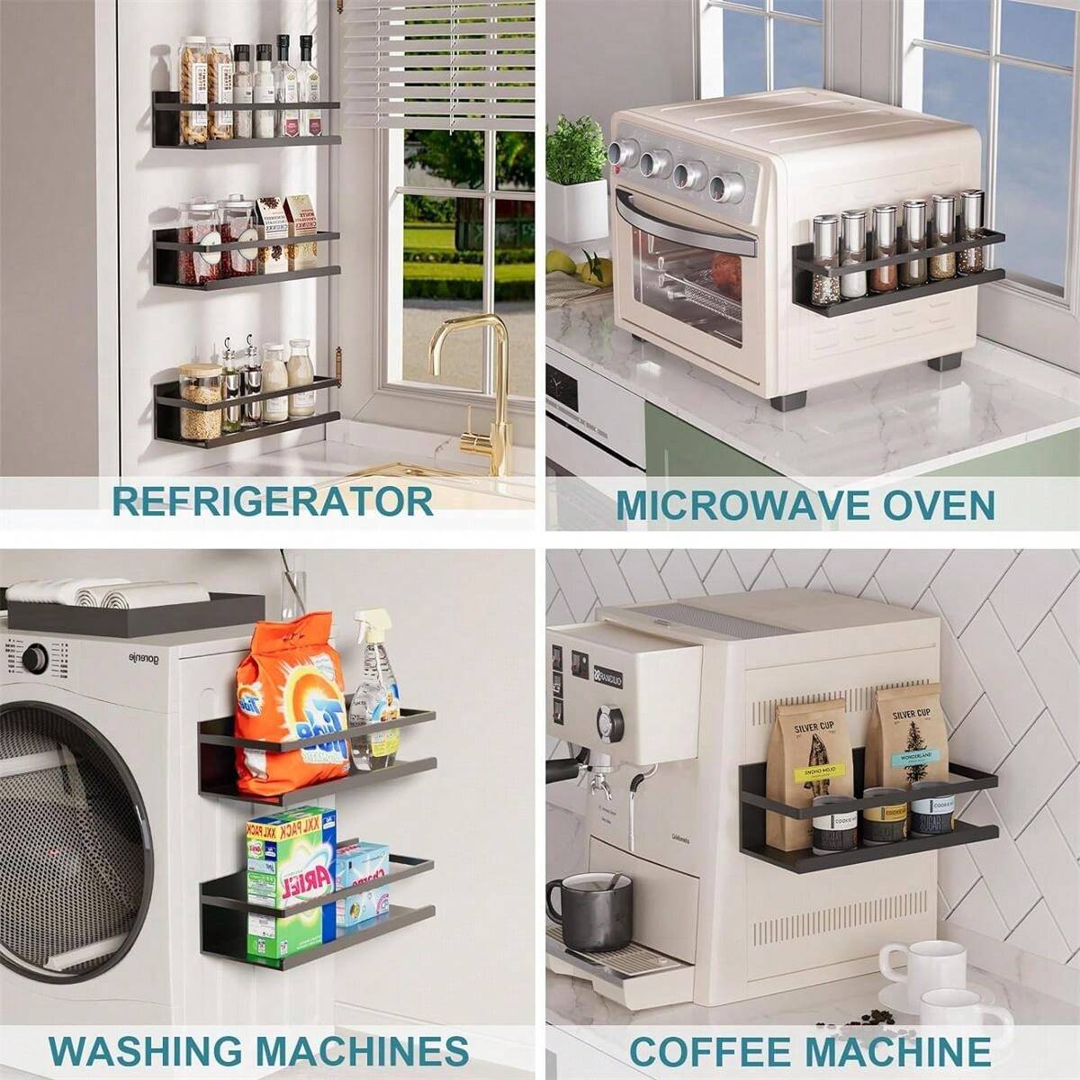 Magnetic Spice Rack Fridge Organizer Shelf Side Wall Refrigerator ...